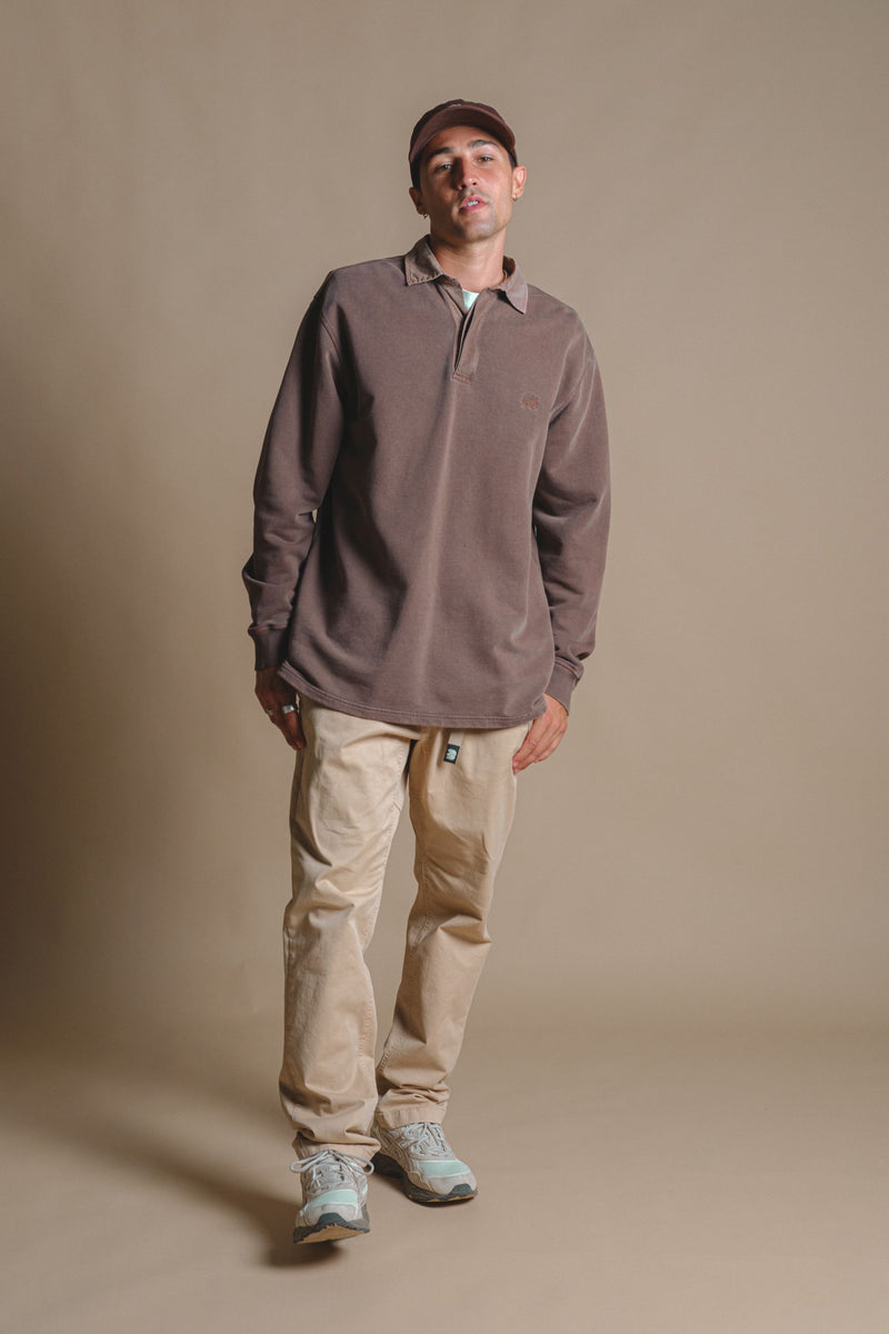 Carvalho Pigment Heavyweight Polo Sweatshirt Chestnut – Trendsplant